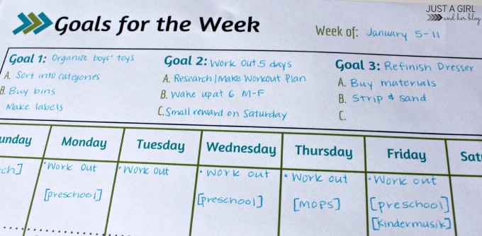 Weekly Goals Printable ~ Free Printable! - Mom 4 Real