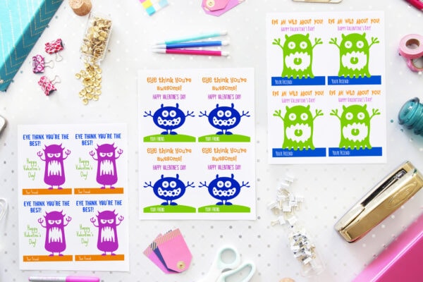 Cute Monster Valentines (with FREE printables!) | Abby Organizes