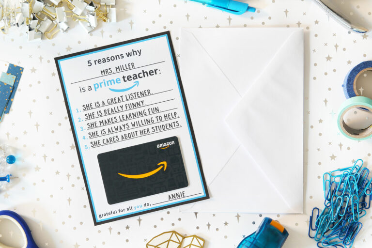Amazon Teacher Gifts (with Free Printable Gift Card Holder!)