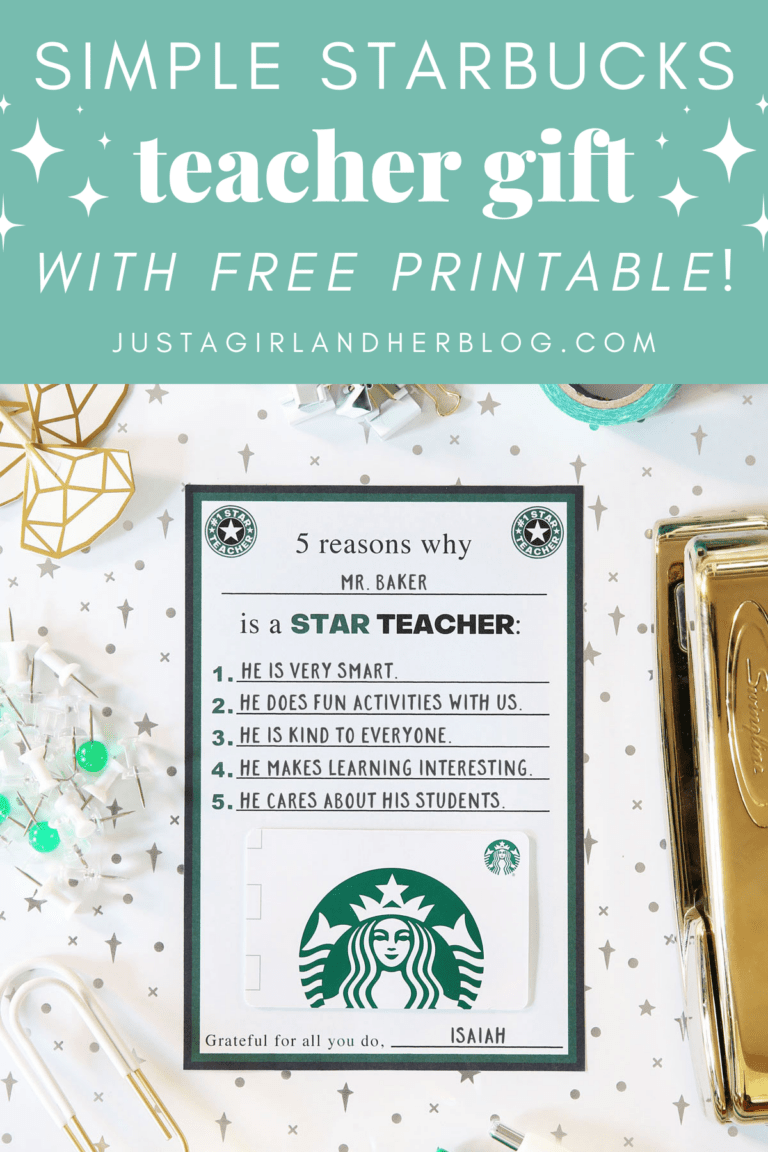 Starbucks Teacher Gifts (with Free Printables Gift Card Holder!)